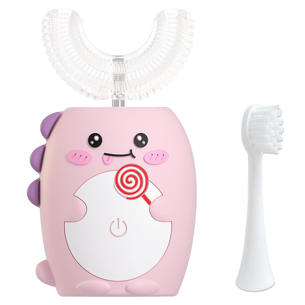 TUTULOO Electric Toothbrush for Kids 2-8 Years, IPX7 Waterproof, Easy to Clean U-Shaped Silicone Brush Head, Tooth Brush with 3 Modes for Girls(Pink)