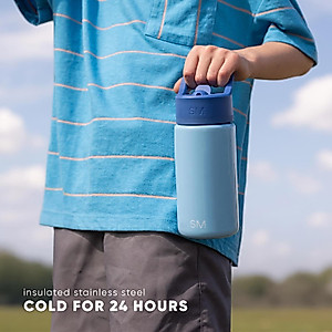 Simple Modern Kids Water Bottle with Straw Lid | Insulated Stainless Steel Reusable Tumbler for Toddlers, Girls, Boys | Summit Collection | 14oz, Dinosaur Roar