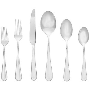 Ginkgo International Corrie 42-Piece Stainless Steel Flatware Place Setting, Service for 8 Plus 2-Piece Hostess Set
