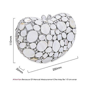ZLXDP Marble Heart Shape Precious Stone Crystal Evening Bags Cocktail Bride Wedding Clutches Handbags Banquet Bags (Color : E, Size : 1)