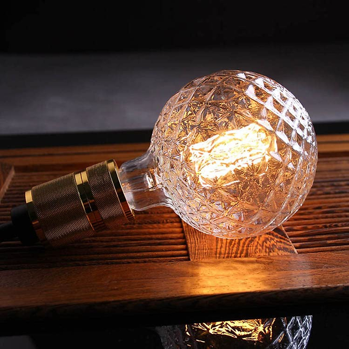 Vintage LED Edison Bulb G30 G95 4W Dimmable LED Filament Bulb Globe Pineapple Shaped Light Bulb 2300K Warm White E26 400LM Equivalent 40W Incandescent (Clear)