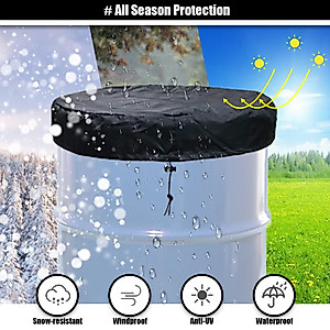 COOSOO 55 Gallon Drum Lid Cover 4 Pack Water Rain Barrel Trash Can Cover with Adjustable Drawstring Waterproof Dustproof Cover for All Weather Protection (1)
