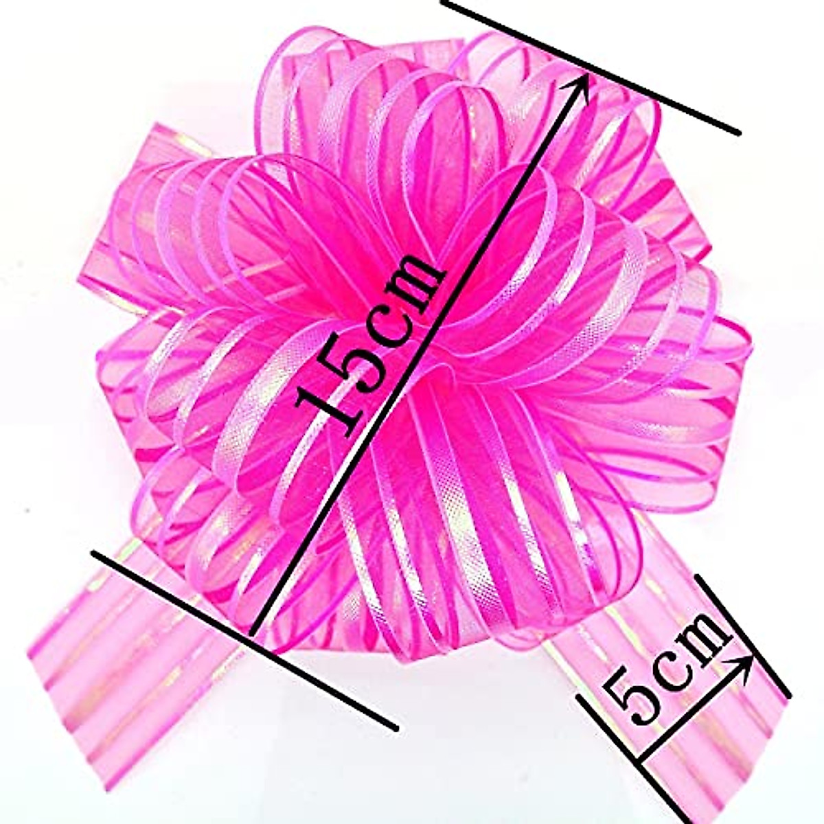 FQTANJU Pull Bow Mixed Color Large Organza Pull Bows Gift Wrapping Pull Bow with Ribbon for Wedding Present Baskets, 6 Inches,10 Pieces