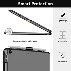 Touchpad Keyboard Case for iPad 10.2 9th/8th/7th Gen, Keyboard Case for iPad 9th Generation/8th/7th Gen-360° Rotatable Protective Cover with Pencil Holder (Black)