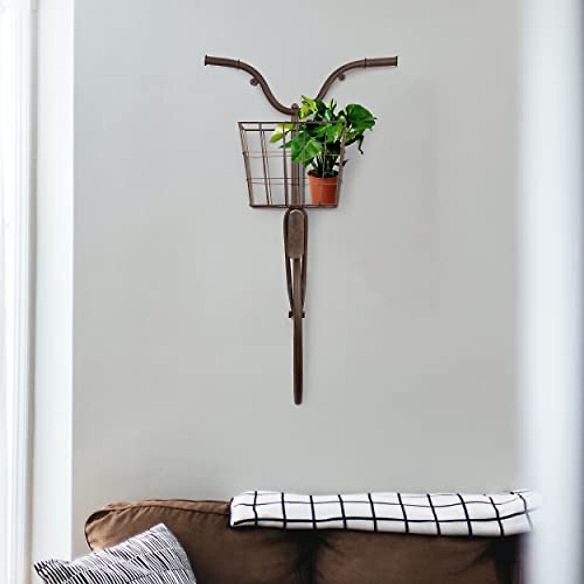 Creative Co-op DA6000 Iron Bike Shape Wall Decor with Basket, Rust