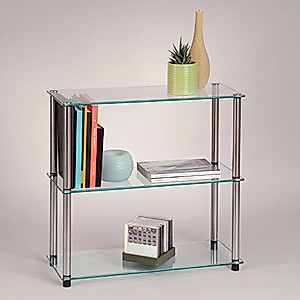 Convenience Concepts Designs2Go Classic Glass 3 Shelf Bookshelf, Glass