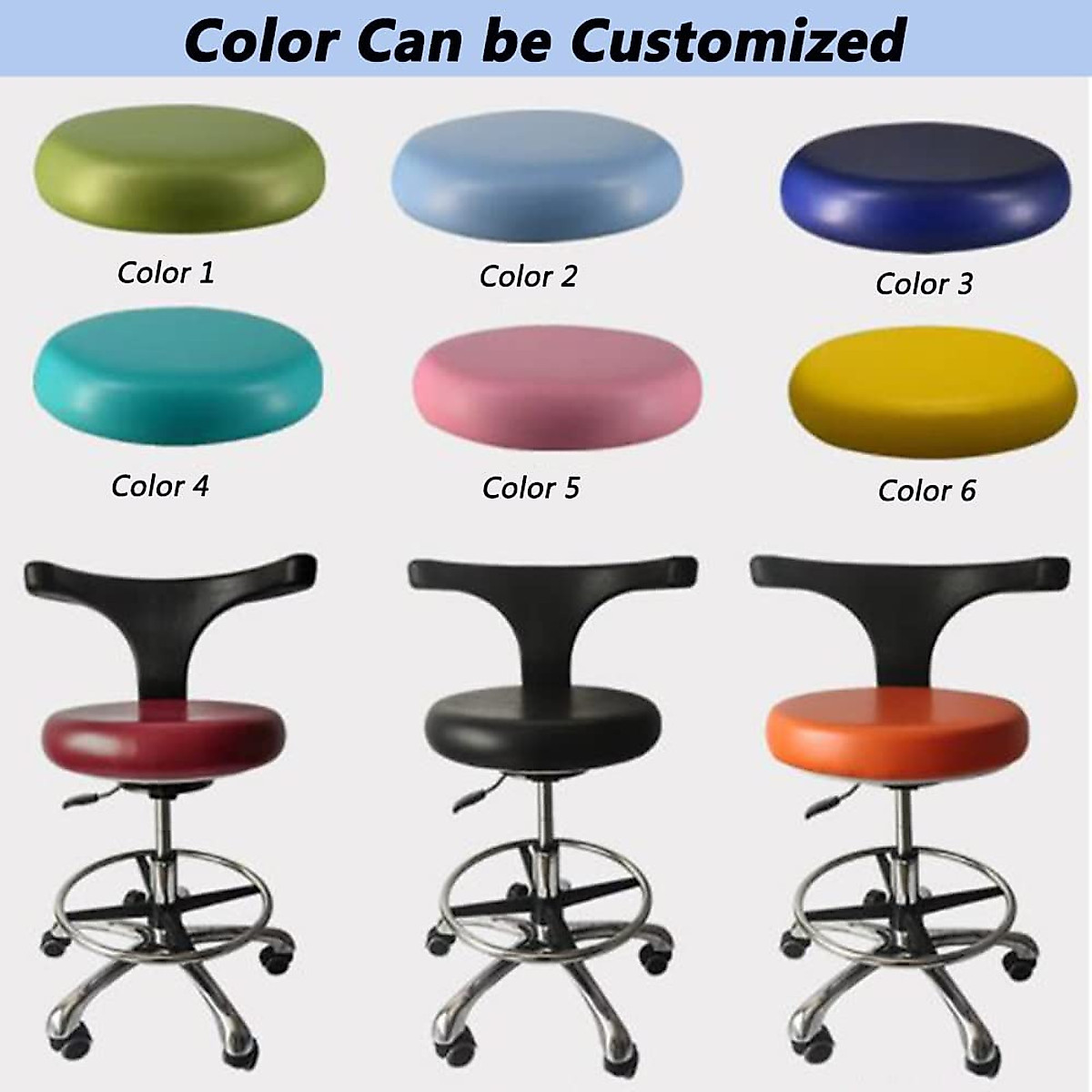 GUNEL Medical Dental Rolling Stool with Backrest, Ergonomic Dentist Chair Lab Seats Adjustable 360 Degree Swivel PU Leather Lift Chair Assistant Stool Chair (Color : Orange)