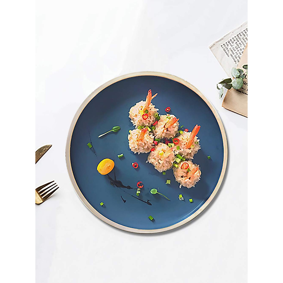 MDZF SWEET HOME 8.3-Inch Porcelain Dinner Plates Set, Pasta Serving Plates Matte Glaze Dessert Dishes - Set of 4