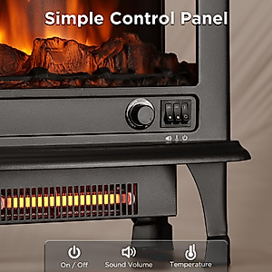 TURBRO Suburbs 20 in. Electric Fireplace Infrared Heater with Crackling Sound, Freestanding Fireplace Stove with Realistic Flame Effect, CSA Certified, Overheating Protection, Easy to Assemble, 1400W