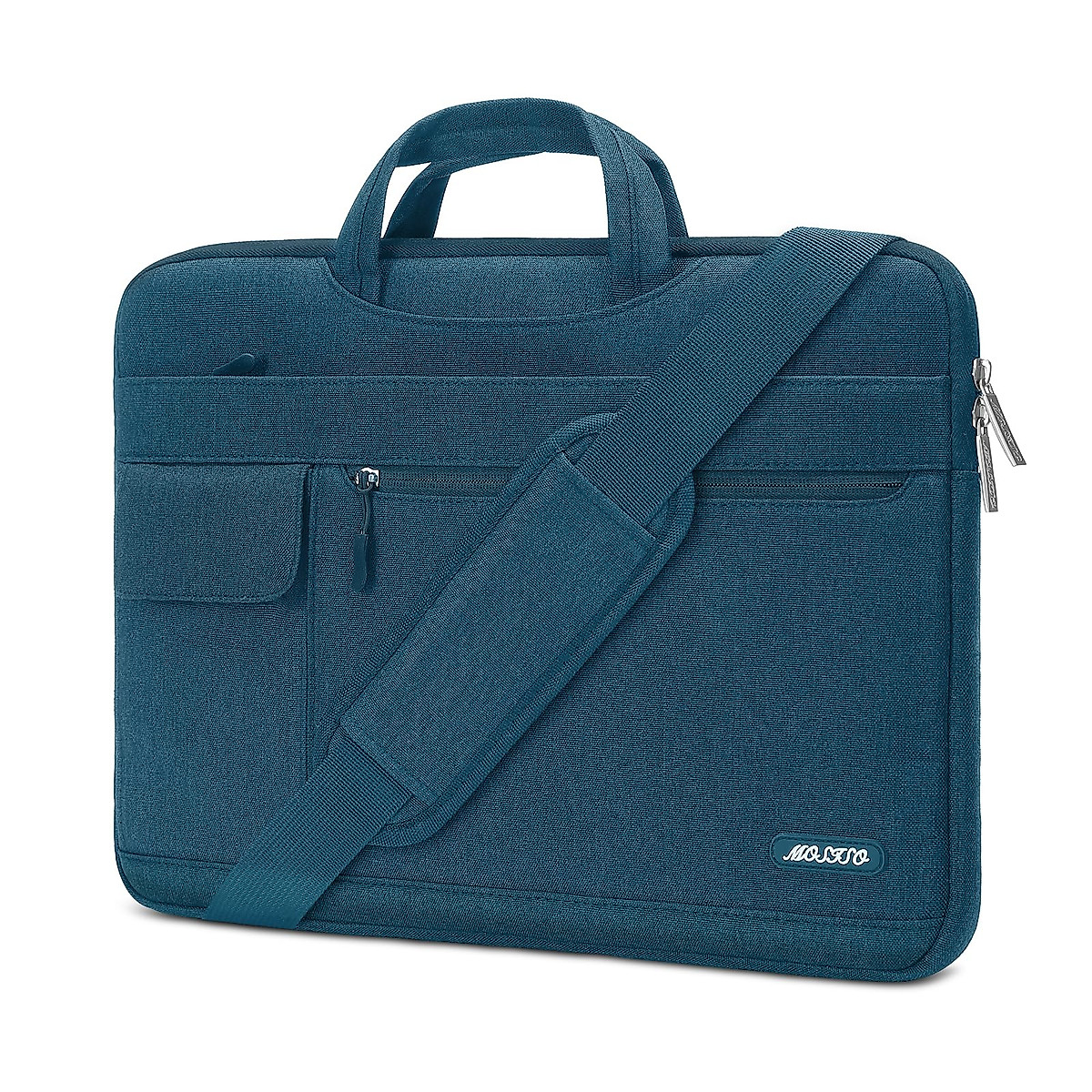 MOSISO Laptop Shoulder Bag Compatible with MacBook Air/Pro, 13-13.3 inch Notebook, Polyester Flapover Briefcase Sleeve Case, Deep Teal