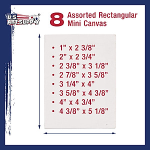 U.S. Art Supply Mini Stretched Canvas 10-Ounce Primed Variety Rectangular Assortment (8-Mini Canvases -1" x2-3/8, 2x2-3/4, 2-3/8x3-1/8, 2-7/8x3-5/8, 3-1/4x4, 3-5/8x4-3/8, 4x4-3/4, 4-3/8x5-1/8