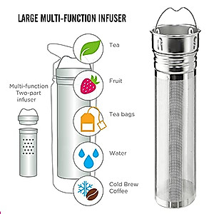 GROSCHE Chicago Stainless Steel Tea Infuser Flask | Beverage Bottle | Hot & Cold Drinks | Loose Leaf Tea Infuser | Travel Convenience Water Bottle | 22 fl oz, Yellow