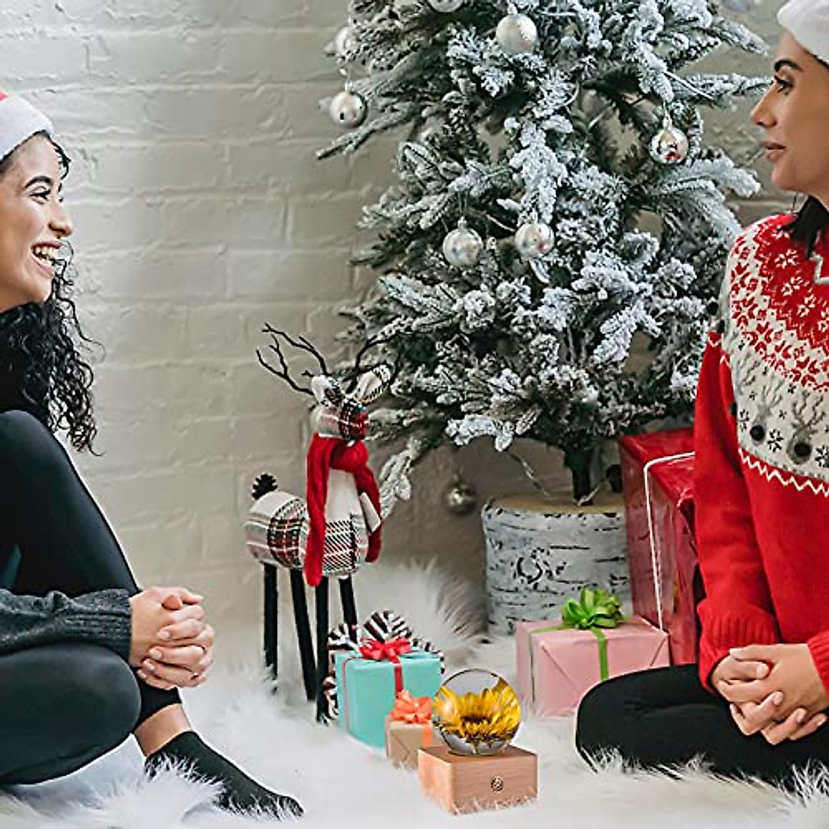 MISS LI GARDEN Forever Teddy Sunflower Crystal Ball with LED Lights,Best Gifts for Her Wife Girlfriend Women, Anniversary, Mothers Day, Birthday, Valentine's Day Home Décor