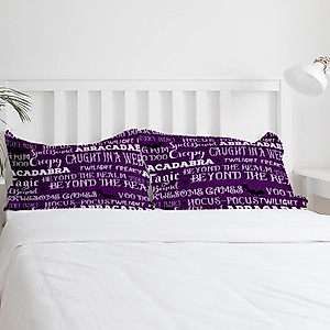 ZOE GARDEN Purple Halloween Duvet Cover Set Queen Size, Black White Bat SPI-der Hocus-Pocus Zipper Closure Microfiber Soft Comforter Patterned Bed Quilt Duvet+Cover, Flat Sheet, Pillowcases with Ties