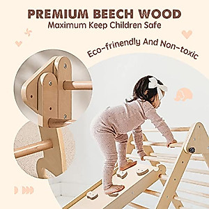 Tiny Land 5 in 1 Pikler Triangle Set, Baby Climbing Toys Indoor Playground, Foldable Toddler Climbing Toys, Wooden Montessori Climbing Set for 2-6 Years, Jungle Gym for Kids