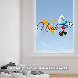 EGD Personalized The Smurfs Wall Decor I Name & Initial Soccer The Smurfs Wall Decals I Custom Name for Your Baby Room Decoration I Nursery Decor for Girls & Boys I Multiple Options for Customization