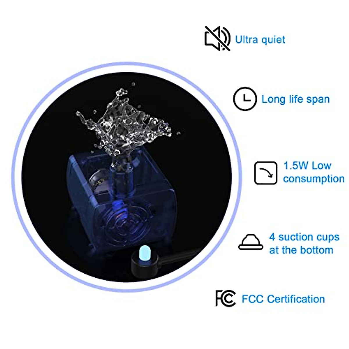 Wonder Creature Water Fountain with Stainless Steel Lid, 2.4L/81oz Automatic Fountain with LED Light and Water Level Window for Cats and Dogs