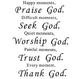Maydahui Scripture Wall Stickers Bible Verse Wall Decals (17x23 Inch) Happy Moments Praise God Difficult Moments Seek God Stickers for Living Room Office Home Decor