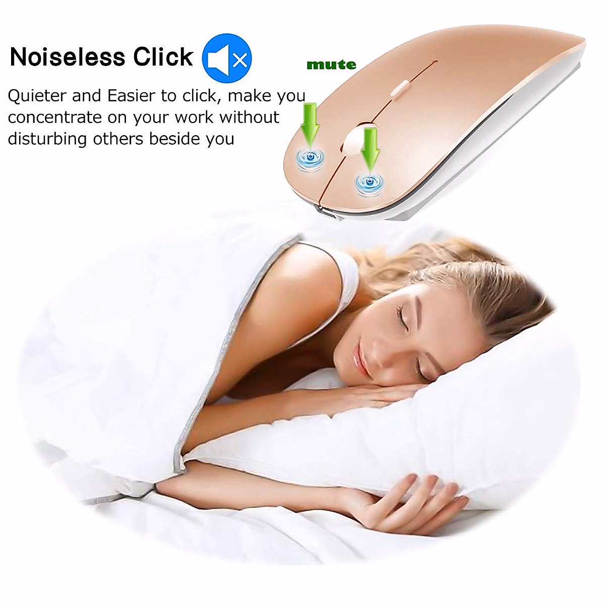 KLO Bluetooth Mouse for MacBook/MacBook air/Pro/iPad, Wireless Mouse for Laptop/Notebook/pc/iPad/Chromebook (BT/B Rose Gold)