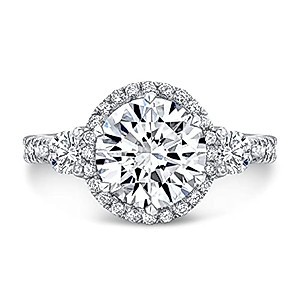 Shree Diamond 1.50 Carat Round Diamond Moissanite Engagement Ring Wedding Ring Eternity Band Vintage Solitaire Halo Hidden Prong Setting Silver Jewelry Anniversary Promise Ring Gift (4)