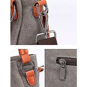 Large Pocket Casual Handbags Canvas Crossbody Bag for Women, Multi Compartment Tote Purse Leather Bags (Black)