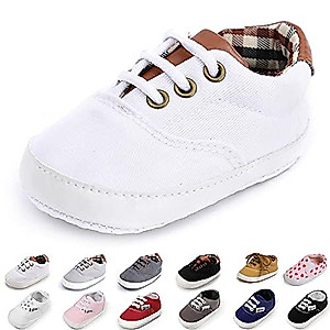 Morbido Infant Baby Boys Girls Canvas Sneaker Toddler Slip On Anti Skid Newborn First Walkers Candy Shoes for 0-18 Months White