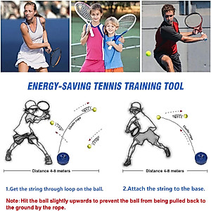 flybomb Portable Tennis Trainer 2.05LB Weight Heavy Iron Base Tennis Training Tool Exercise Tenis Ball Sports Self-Study,3 Replacement Rebound Balls+Wristband+Overgrip+Ring+Damper