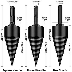 CDIYTOOL 5PCS Wood Splitter Drill Bit, 32mm&42mm Splitting Wood Cone Drill Bit Screw Cone Driver-Log Splitter Firewood Machine Drill for Household Electric Drill