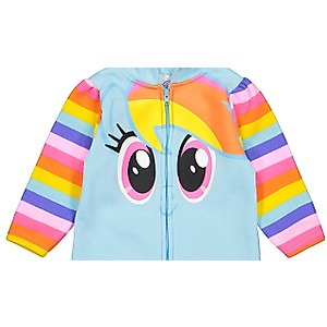 My Little Pony Rainbow Dash Toddler Girls Fleece Zip-Up Hooded Costume Coverall Blue 3T