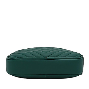 FashionPuzzle Chevron Quilted Crossbody Camera Bag with Chain Strap and Tassel (Dark Teal) One Size