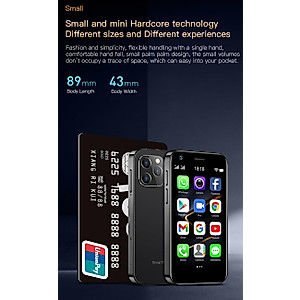 XS12 Pro Super Mini 4G LTE Smartphone 3.0-inch Display 3GB RAM 32GB/64GB ROM 8 Core Android 10.0 Dual SIM 2000mAh 13MP with Google Play Store Backup Small Mobile Phone (Black, 4GB+64GB)