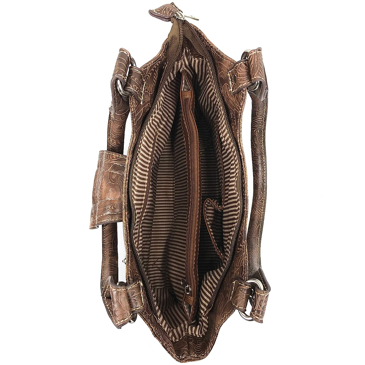 Zelris American Albino Western Floral Buckle Conceal Carry Women Tote Purse Handbag with Crossbody Wallet Set (Beige)