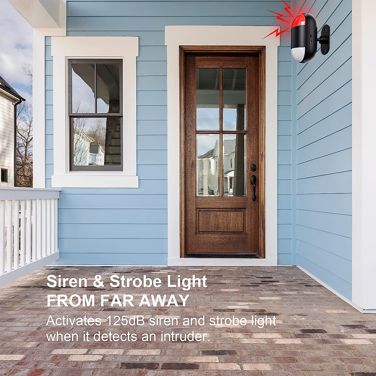 Motion Sensor Alarm Indoor: Wireless Motion Detector Alarm with Siren & Strobe (125dB, 328ft Remote Control, Battery Operated), Portable Door Chime Bell Alert Burglar for Shop Home Garage Shed Car