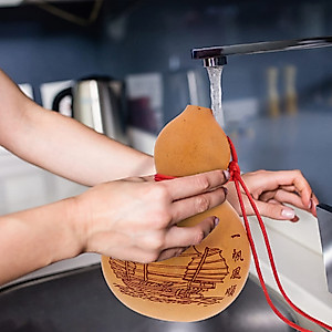 DOITOOL Natural Wine Gourd, Outdoor Portable Water Bottle with Stopper Chinese Feng Shui Hu Lu Gourd Ornament, Water, Wine, Medicine Gourd