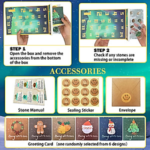 Gemstone Advent Calendar 2023, Gem Rock Advent Calendar 2023 for Kids Adults, Christmas Countdown Calendar With 24 Natural Gemstones, Including Greeting Card, Envelope, Etc