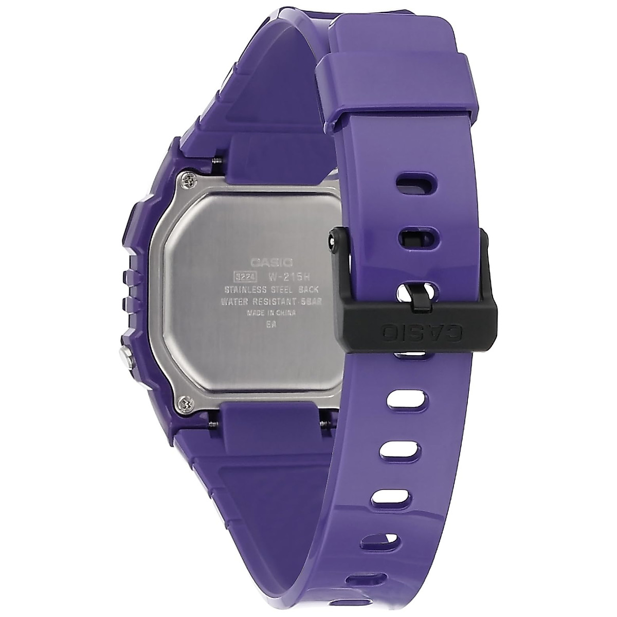 Casio W-215H-6 Men's Digital Quartz Watch with Resin Strap, Purple/Grey, Bracelet