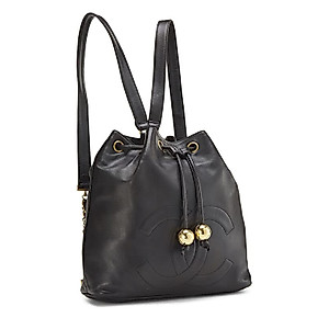 CHANEL, Pre-Loved Black Lambskin Bucket Backpack Medium, Black