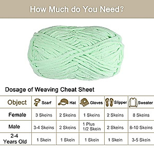 HARFINGTON Chenille Yarn Velvet Blanket Yarn 100g/3.5oz #6 Super Bulky Polyester Soft Knitting for Crochet Weaving Bag Scarf Hat, Light Green