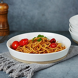 famiware Saturn 4 Pieces Pasta Bowls Set, 8.75 inch Salad Bowls, Stackable, Large Capacity, Perfect for Your Friend for Housewarming, Thanksgiving, White