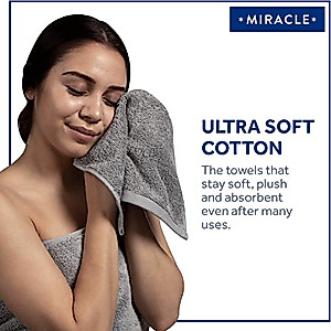 Miracle Made Washcloth - Stone - Premium 100% USA-Grown Cotton Washcloths for Bathroom with Natural Silver Ultra Soft Plush Fade Resistant Highly Absorbent Quick Drying