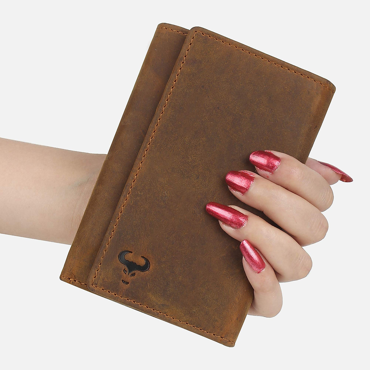 AlphaHide RFID Blocking Ladies Wallet - Credit Card Wallet for Women - Trifold Wallets for Girls - Crazy Horse Genuine Leather - Large Coin Pocket - Two ID Windows - Gift Boxed