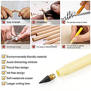 Ainiv 20 PCS Inkless Magic Pencil Everlasting Pencil Eternal with Macaron Eraser, Infinity Reusable Pencil for Writing Drawing with Extra 20 Erasers,Cute Morandi Pencils Home Office School Supplies