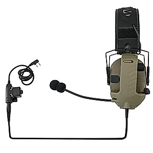 TSVISIONCORE Microphone & PTT for Walker's Razor Noise Cancelling Headphones Airsoft（Tan）