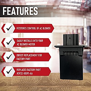 HVAC Blower Motor Resistor - Compatible with Ford, Lincoln, Mercury Vehicles - Expedition, Escape, F150, F250, F350 Super Duty, Mustang, Mark LT, Mariner Replaces 3F2Z-18591-AA, YH-1715