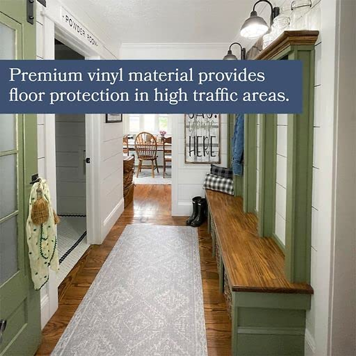 Carolina Creekhouse Camden FloorFlat | Decorative Vinyl Floor Covering | Lay Flat | Durable | No Curling Edges | Waterproof | Easy Clean | Wipeable | Eco-Friendly | 2’ x 3’ Mat | Black Beige