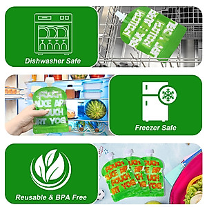 XANGNIER 8 Pack Reusable Food Pouches for Bento Box Accessories,Refillable for Applesauce Yogurt Smoothie & Puree Squeeze Pouch,Fun Lunch Food Storage Containers