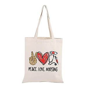 JXGZSO Nursing bag for nurses Nursing Work Tote Bag Peace Love Nursing Makeup Bag Graduation Gift For Nurse