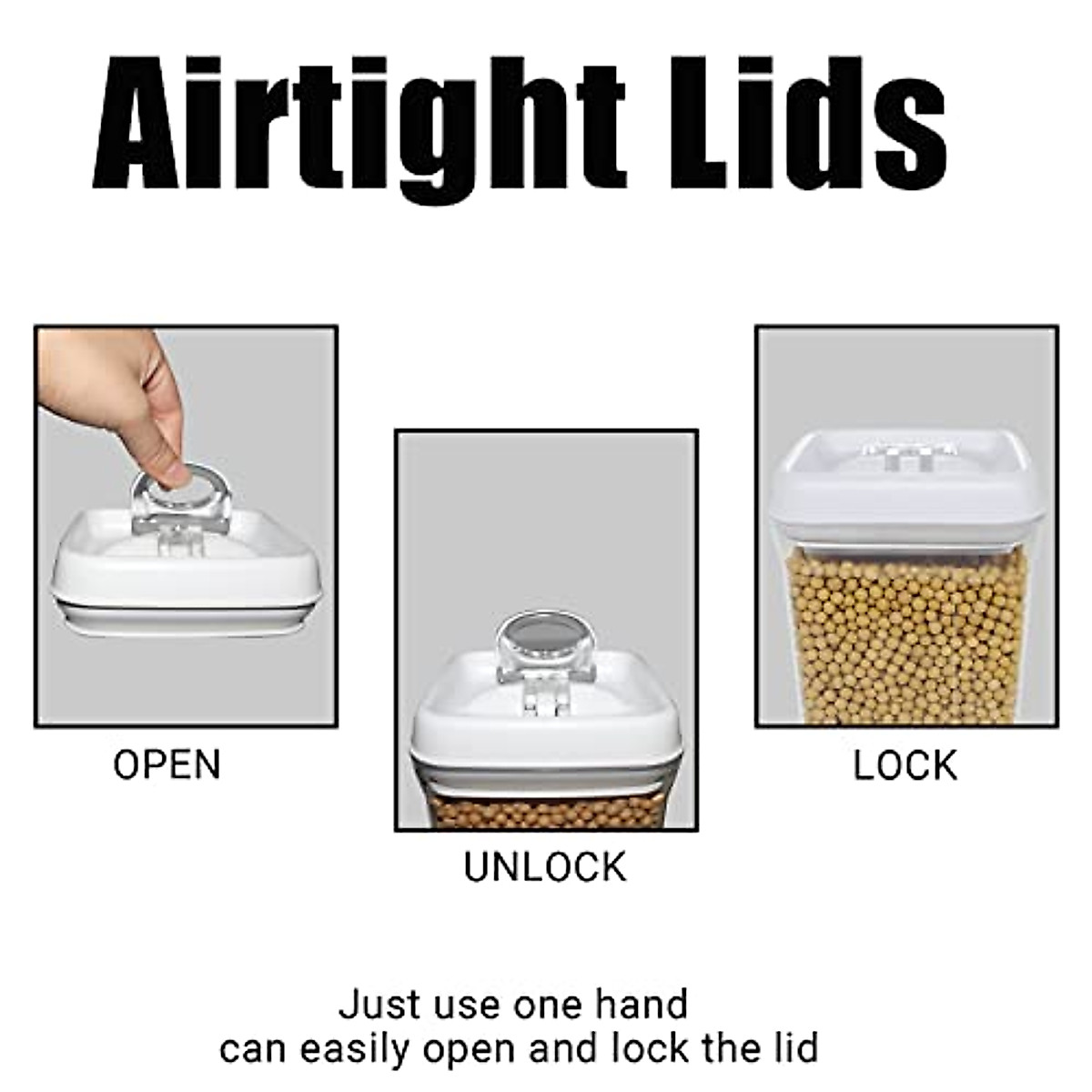 BPFY 2 Pack Large Cereal Containers Storage Set, 2 L/67 oz Plastic Airtight Food Storage Containers with Lids for Kitchen & Pantry Organization (White Lids)