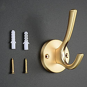 Bilindasly Gold Hooks Bath Towel Hooks Heavy Duty Brass Wall Door Hook Hanger Clothes Hooks for Hanging Coats Hat Hooks Towel Hooks for Bathrooms Bedroom Kitchen Key Hanger Hooks, 1 Pack