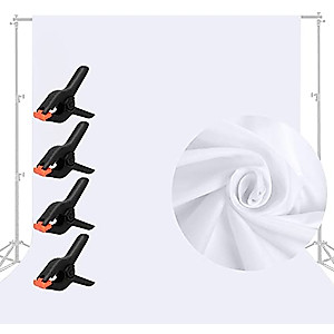 10 x 8 FT White Backdrop Photography Background Chromakey Cloth, Pure White Screen Sheet Photoshoot, Photo Backdrop High Density Polyester for Zoom Booth Video Studio Television Party, 4 Spring Clips